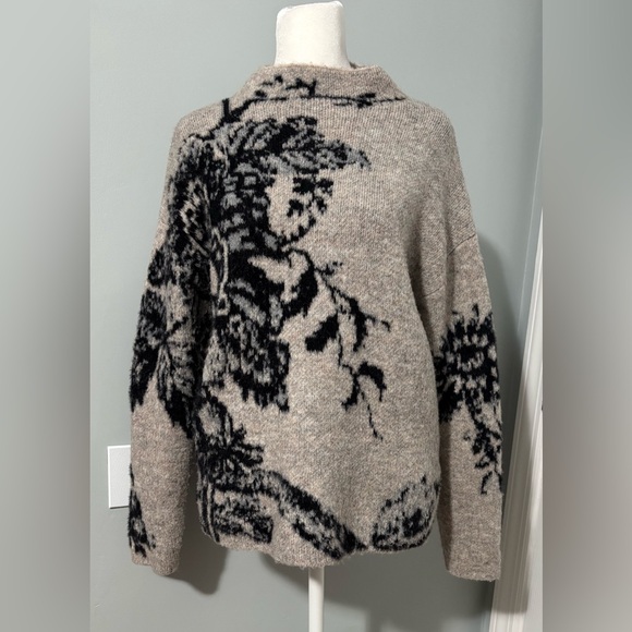 Tribal | Sweaters | Tribal Black And Tan Floral Cowl Neck Sweater ...